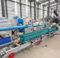China Vertical Band Saw Wood Cutting Machine MJ3210 Log Sawmill with Automatic Carriage 1060mm Wheel 30KW Motor for sale