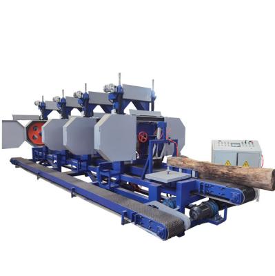 China Multiple heads wood timber logs cutting machine horizontal band sawmill for sale