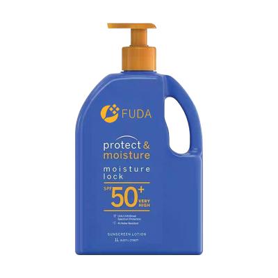 China Hydrating Sunscreen Lotion SPF50+ 1L Family Size with Panthenol & Vitamin E for Dry Skin Protection for sale