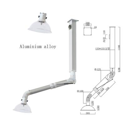 China 110mm Aluminium Alloy Fume Arm Hood Gathering Hood 360° Rotation 1600mm Radius for sale