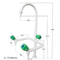 China Solid Brass Laboratory Water Tap 3 Way Outlet Gooseneck Faucet 360 Degree Swing for sale
