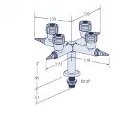 China Solid Brass Laboratory Water Tap 3 Way Outlet Gooseneck Faucet 360 Degree Swing for sale