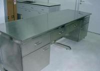 China Chemical Engineering Lab Stainless Steel Work Table Bench with Gas Taps 600mm Depth for sale