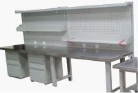 China Chemical Engineering Lab Stainless Steel Work Table Bench with Gas Taps 600mm Depth for sale
