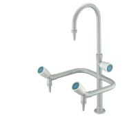 China Triple 3 Way Outlet Brass Lab Faucet Hot and Cold Water Sink Assay Faucet 360 Degree Swing for sale