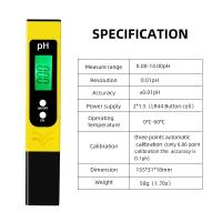 China Yellow LCD Digital PH Pen Water Tester Pocket Portable PH Meter Tester for Water for sale