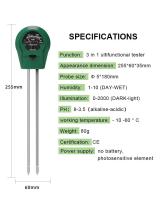 China Stainless Steel Tube Probe 3 In 1 Moisture/Light/Ph Tester for Plant/Lawn/Farm/Garden for sale