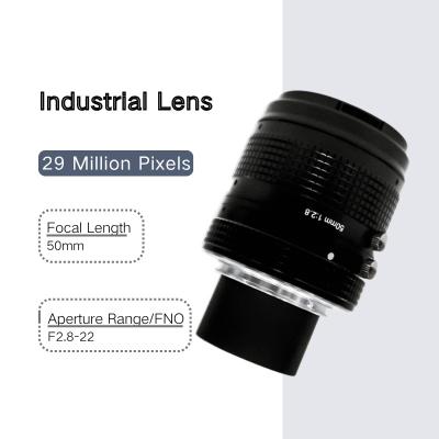 China 29MP Resolution 50mm EFL F-mount Industrial Machine Vision Lens with 0.3% Distortion and Large Format FOV for sale
