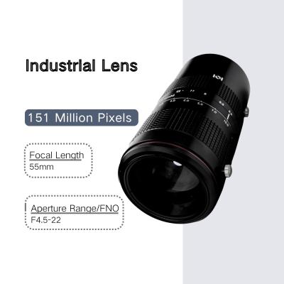 China 151MP Ultra Large Format M72 Mount Machine Vision Lens 55mm F4.5-F22 Φ67mm Image Circle ≤0.05% Distortion Industrial Measurement Lens for sale