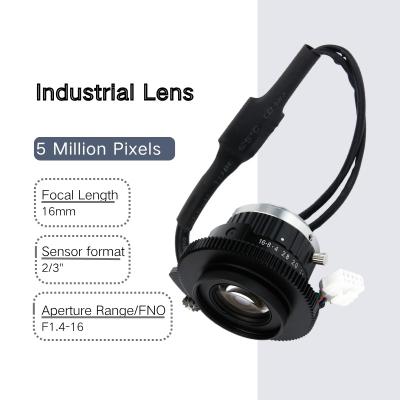China 5MP Resolution 16mm Focal Length F1.4 Aperture C-Mount Auto Focus Machine Vision Lens for Industrial Applications for sale