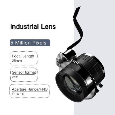 China 25mm F1.4~F16 Auto Focus Motorized Machine Vision Lens 5MP 2/3