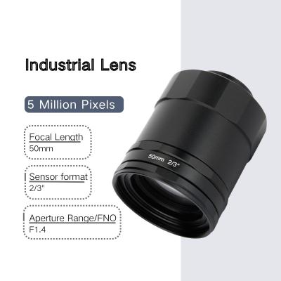 China F1.4 Aperture C Mount Machine Vision Lens 5MP Resolution 50mm Focal Length for sale