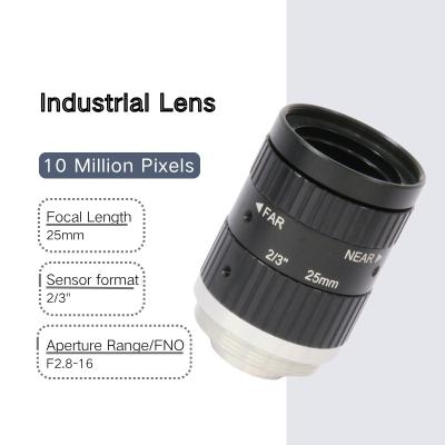 China 10MP Resolution 25mm Focal Length F2.8 Aperture C-Mount Industrial Machine Vision Lens for Precision Imaging for sale