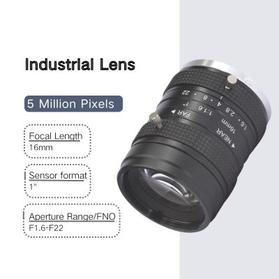 China F1.6 Industrial Machine Vision Lens 16mm 5MP Resolution Factory Automation Lens for sale