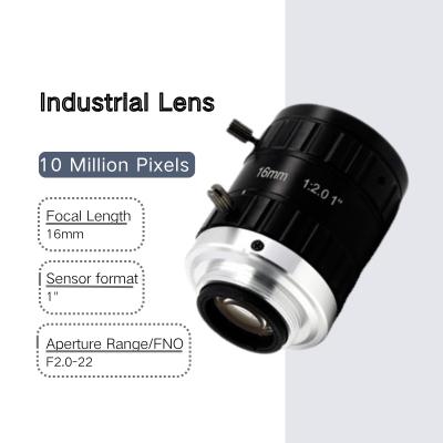 China 10MP Resolution Machine Vision Camera Lens 16mm F2.0 Aperture Industrial Lenses for sale