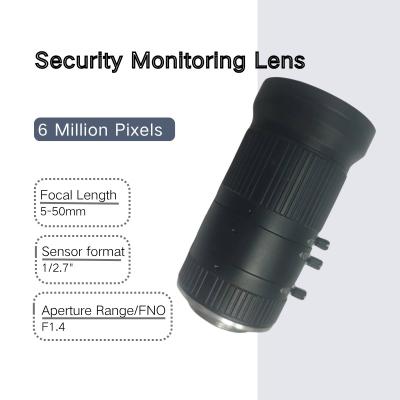 China CS Mount F1.4 10X Varifocal CCTV Lens Manual Iris Surveillance Camera Lens 6MP 5-50mm for sale