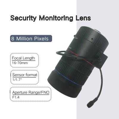 China CS Mount CCTV Surveillance Lens F1.4 DC Auto Iris 8MP 16-70mm 4X Security Monitoring Lens for sale