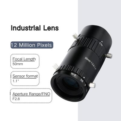 China 50mm Focal Length F2.8 Aperture C Mount Industrial Lens 12MP for Machine Vision for sale
