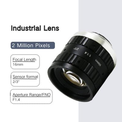 China 2MP Resolution Machine Vision Zoom Lens 16mm Focal Length F1.4 Aperture for sale