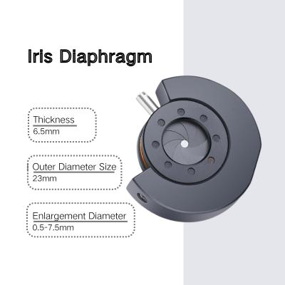 China Stainless Steel Industrial Camera Iris 0.5-7.5mm 23mm OD Adjustable Microscope Iris for sale