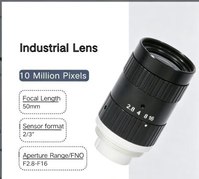 China 10MP Resolution 50mm Focal Length C-Mount Industrial Machine Vision Lens for 420~1000nm Spectral Range for sale