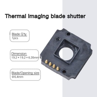 China 1‑Blade Thermal Imaging Shutter 19.2×19.2×6.35mm Aperture Φ6.4mm With Spring Pin Contacts for sale