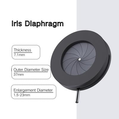 China 1.5-23mm Manual Adjustable Iris Diaphragm with 12-Blade Stainless Steel Design and Compact Φ37mm Structure for Optical Instruments for sale
