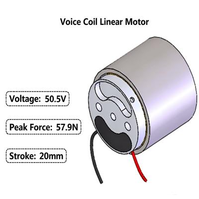 China Extreme Force Voice Coil Motor 58N Peak 20mm Stroke Compact 40mm Body for sale