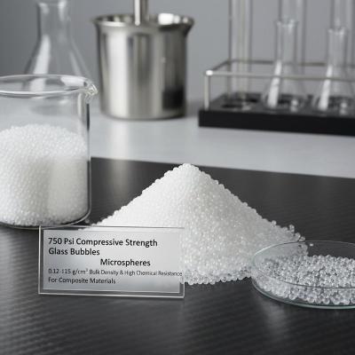 China 750 Psi Compressive Strength Glass Bubbles Microspheres with 0.12-0.15 Bulk Density and High Chemical Resistance for Composite Materials for sale
