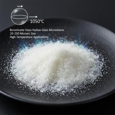 China 1050℃ Melting Temperature Borosilicate Glass Hollow Glass Microspheres with 10-250 Microns Size Range for High-Temperature Applications for sale