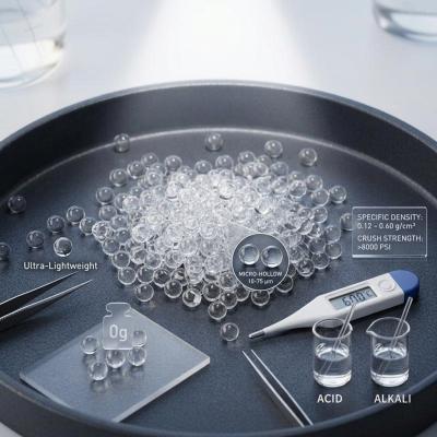 China High Surface Area Glass Bubbles Microspheres with 750 Psi Compressive Strength and High Chemical Resistance for sale