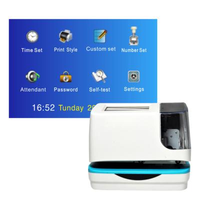 China White Digital Time Recorder Touch Screen 5 Lines Electronic Date Time Stamp Machine 110-220V for sale