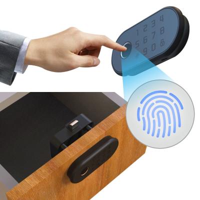 China Electric Fingerprint Cabinet Lock RFID Card Password Biometric Smart Lock for Drawer 105x52x15mm for sale
