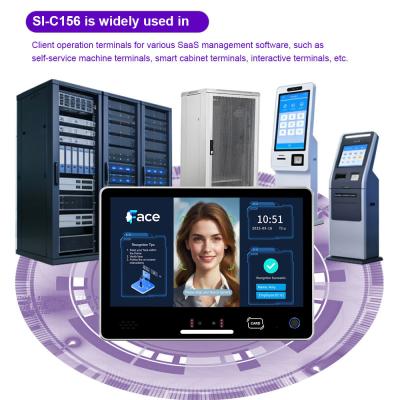 China SI-C156 15.6 Inch Android Rack Face Recognition Terminal Dual Lens 50000 Face Database for sale