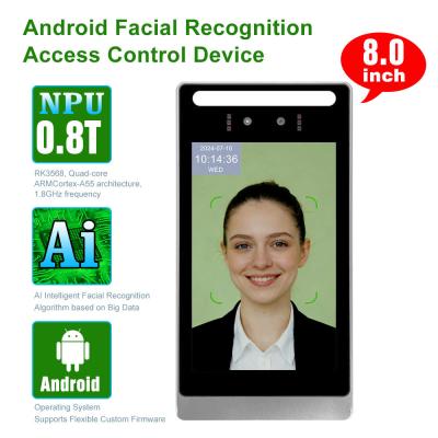 China RK3568 8 Inch Android AI Face Recognition Access Control Machine for Turnstile Gate for sale