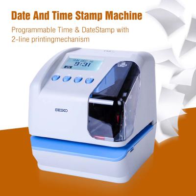 China USB Flash Disk Time Stamp Attendance Machine Multi-language Punch Card Clock with 2 Line Printing for sale