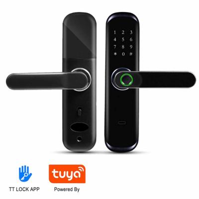 China Tuya WiFi Biometric Fingerprint Smart Door Lock Keyless Entry with App Control 255x65mm for sale