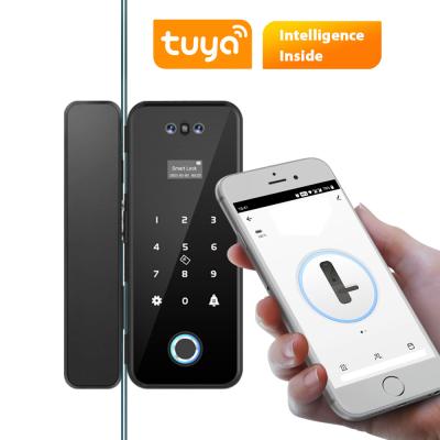 China Black Glass Door Lock Tuya Smart Lock Home Security 3D Face Digital Fingerprint for sale