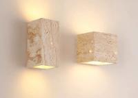 China Yellow stone white marble  led round and long and plating gold wall lamp for project for sale