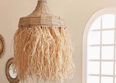 China Rattan Chandelier Hotel Restaurant Straw Hat Lamp for Bedroom for sale