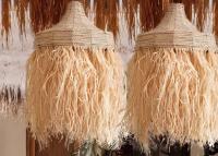 China Rattan Chandelier Hotel Restaurant Straw Hat Lamp for Bedroom for sale