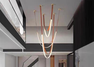 China Leather chandelier led tube big light for Villa Interiordesign Pendant lamp for sale