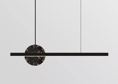 China Italian style copper restaurant chandelier marble minimalist luxury dining table lamp modern minimalist designer bar long strip lamp for sale