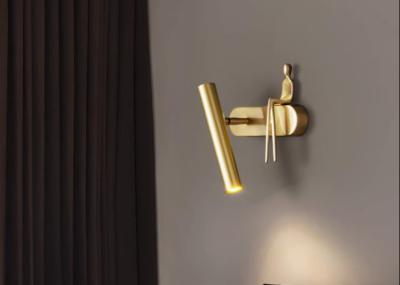 China All-copper wall lamp simple bedside lamp background wall spotlight character art light luxury rotating wall lamp creative aisle lamp for sale