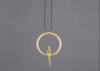 China All-copper bedroom bedside chandelier Nordic light luxury creative personality character shape ring living room background wall decorative lamp for sale