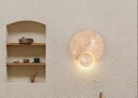 China Yellow travertine wall lamp bedroom bedside living room background wall homestay corridor entrance staircase balcony lamp for sale