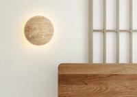 China Yellow travertine wall lamp bedroom for home decorator interior stone wall lamp for sale