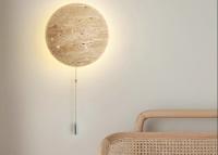 China Yellow travertine wall lamp bedroom for home decorator interior stone wall lamp for sale
