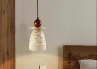 China Yellow travertine wooden pendant lamp bedroom for home decorator interior stone pendant lamp for sale