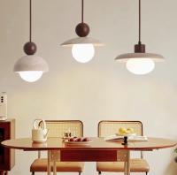China Yellow travertine wooden pendant lamp bedroom for home decorator interior stone pendant lamp for sale